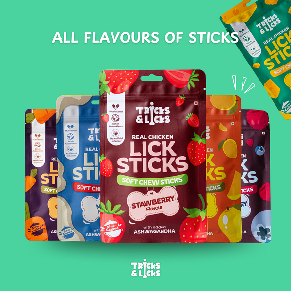 Lick Sticks Variety Pack of 6 – Soft & Chewy Dog Treats – Tricks & Licks